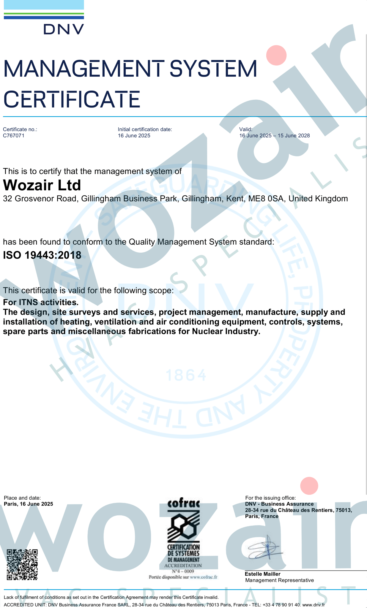 Wozair Achieves ISO 19443:2018 Certification - Wozair - Global HVAC ...